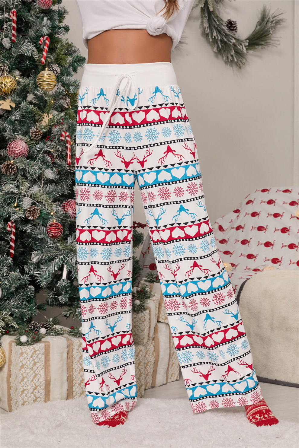 Toperth Christmas Casual Printed Strappy Pants – Toperth