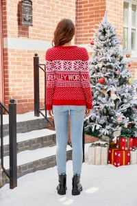 Toperth Round Neck Christmas Elk & Geo Pattern Sweater – Toperth