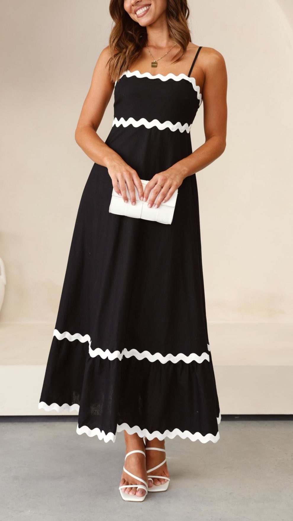 Toperth Sophisticated Black Ric Rac Maxi Dress – Toperth