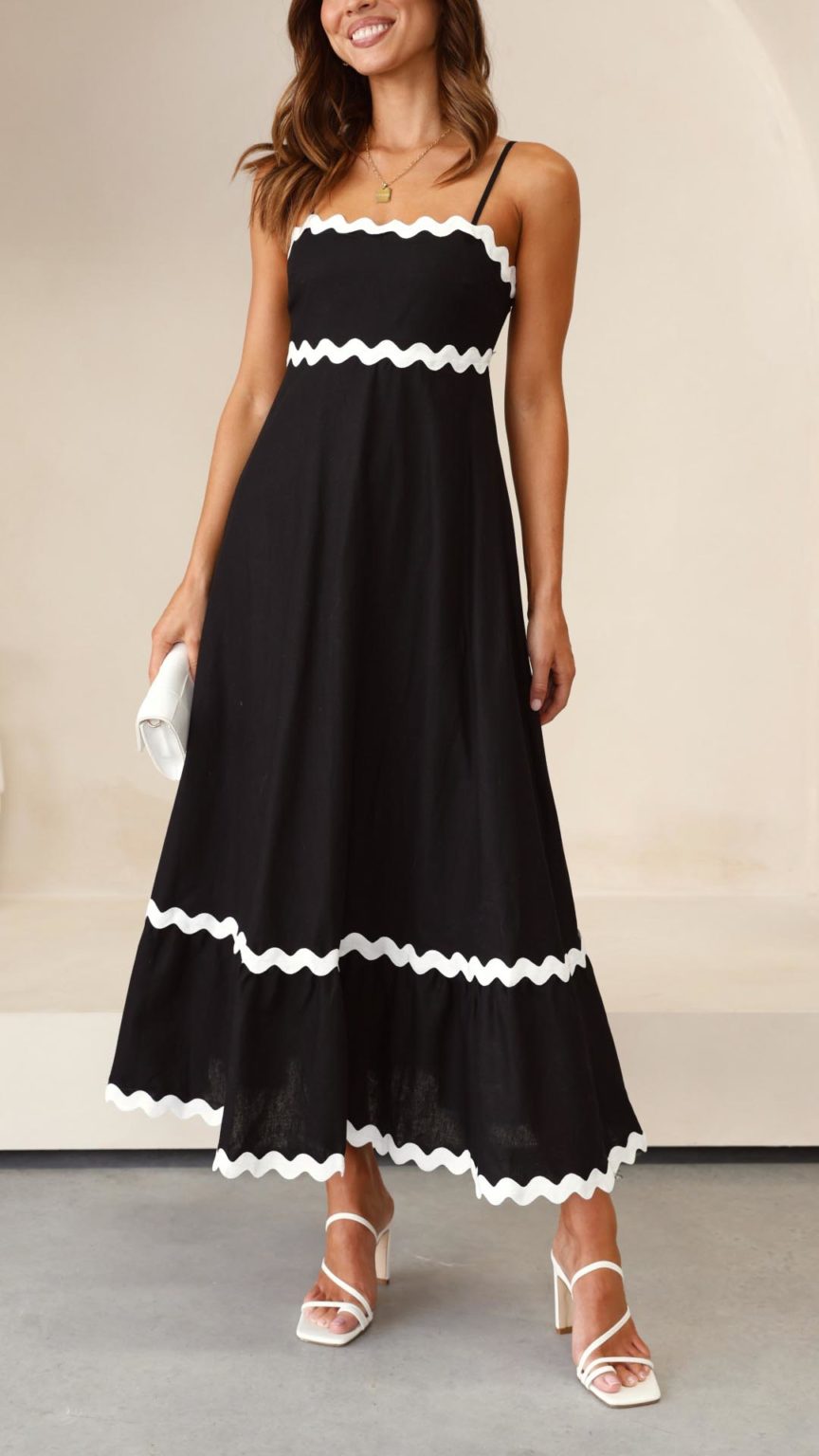 Toperth Sophisticated Black Ric Rac Maxi Dress – Toperth