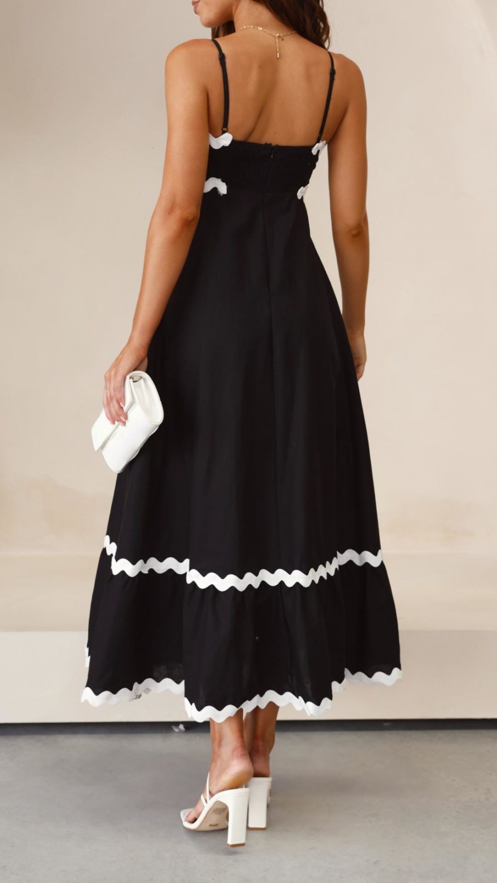Toperth Sophisticated Black Ric Rac Maxi Dress – Toperth