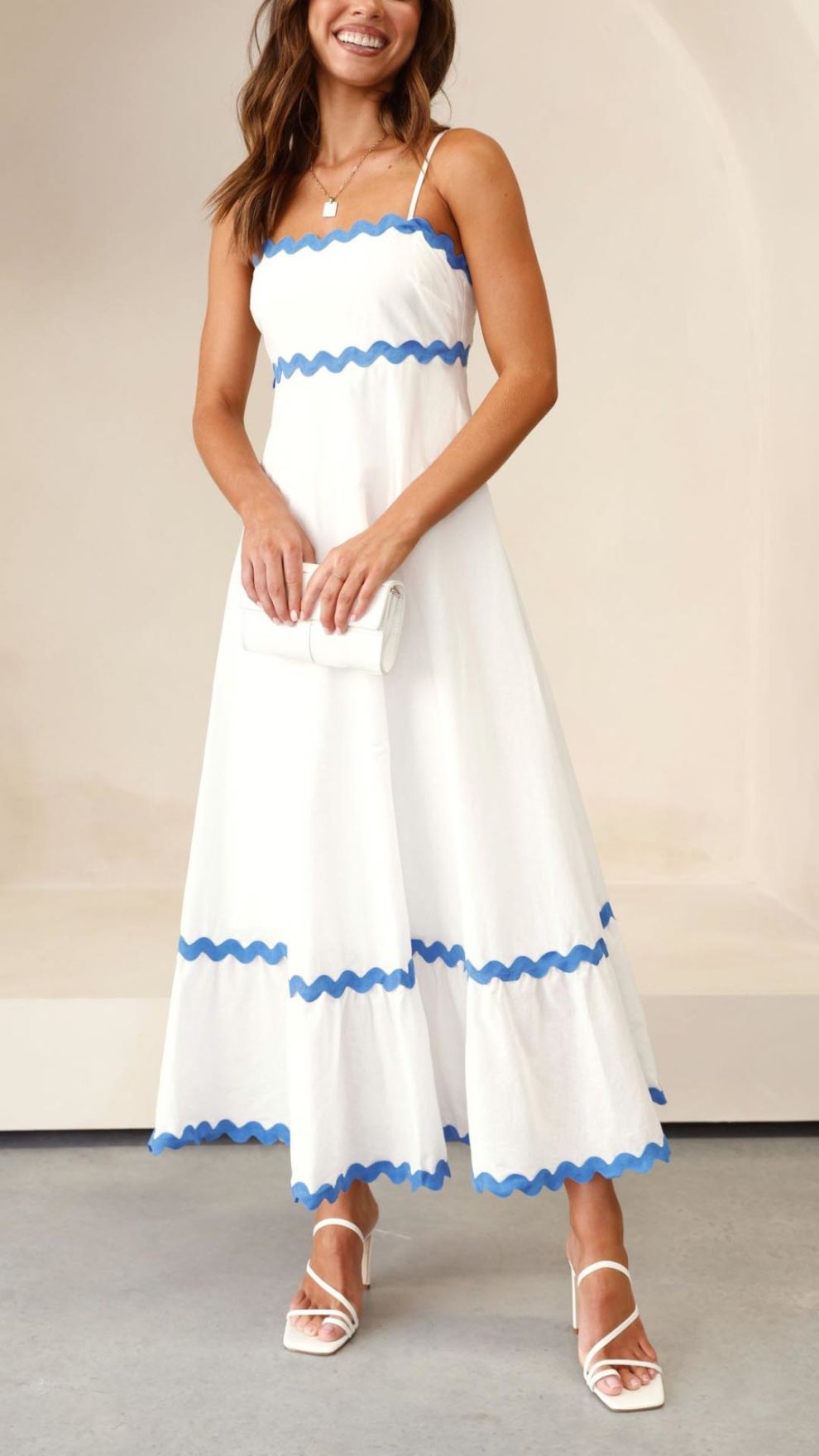 Toperth Sophisticated Blue Ric Rac Maxi Dress – Toperth