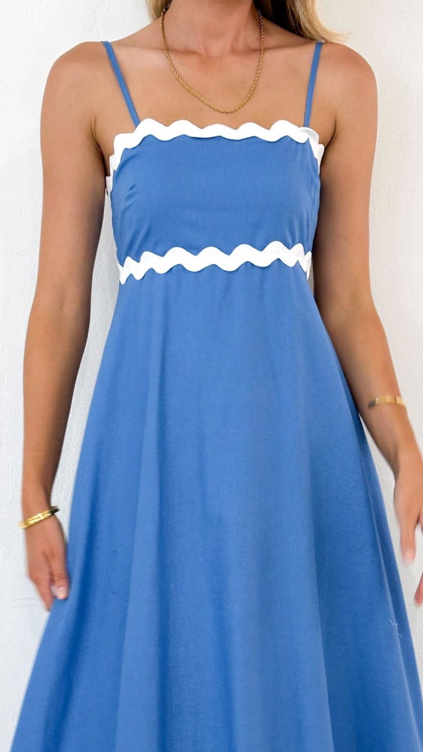 Toperth Sophisticated Navy Blue Ric Rac Maxi Dress – Toperth