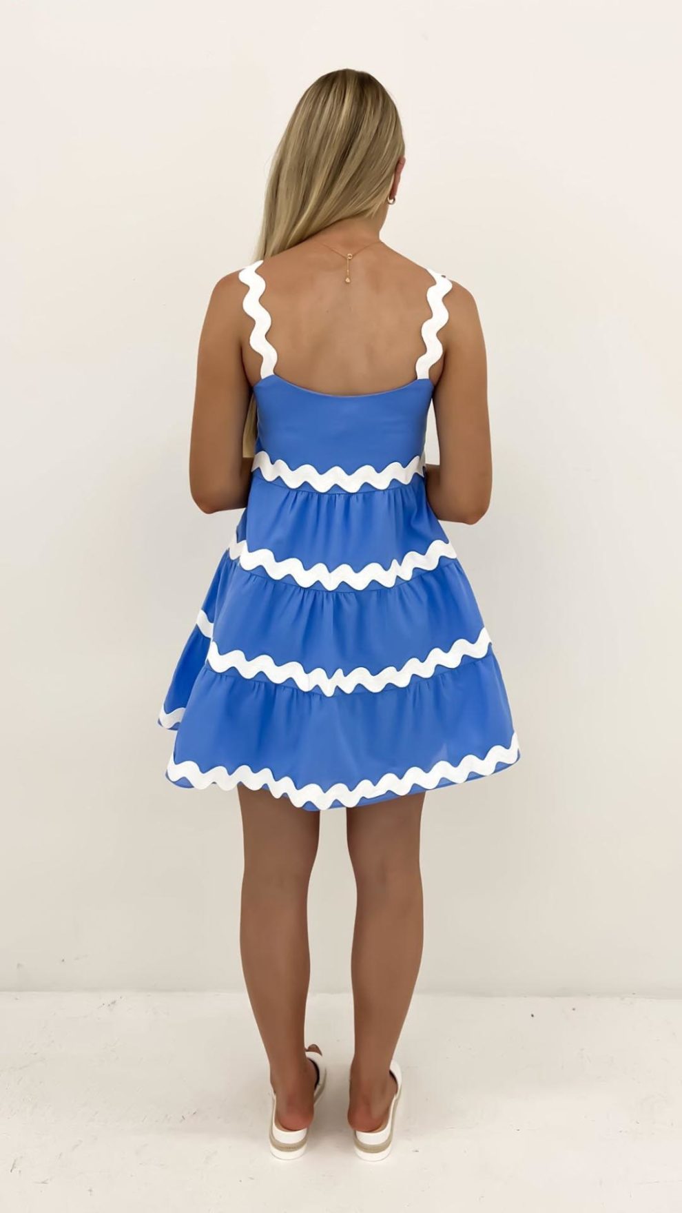 Toperth Blue Ric Rac Tiered Mini Dress – Toperth
