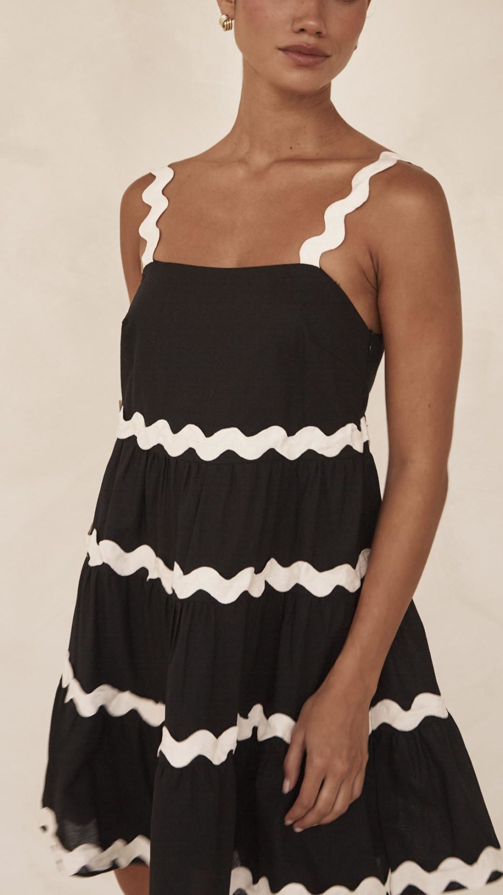 Toperth Black Ric Rac Tiered Mini Dress – Toperth