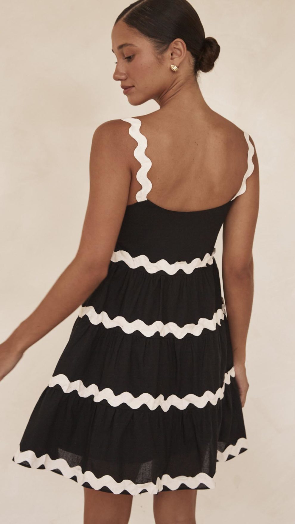 Toperth Black Ric Rac Tiered Mini Dress – Toperth