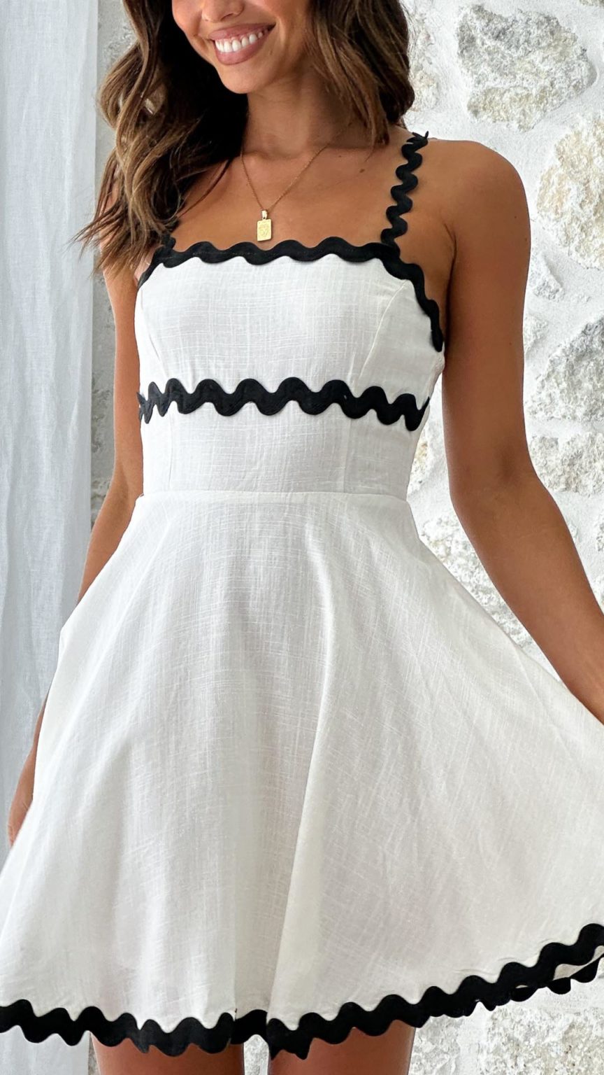 Toperth Chic White Ric Rac Mini Dress – Toperth