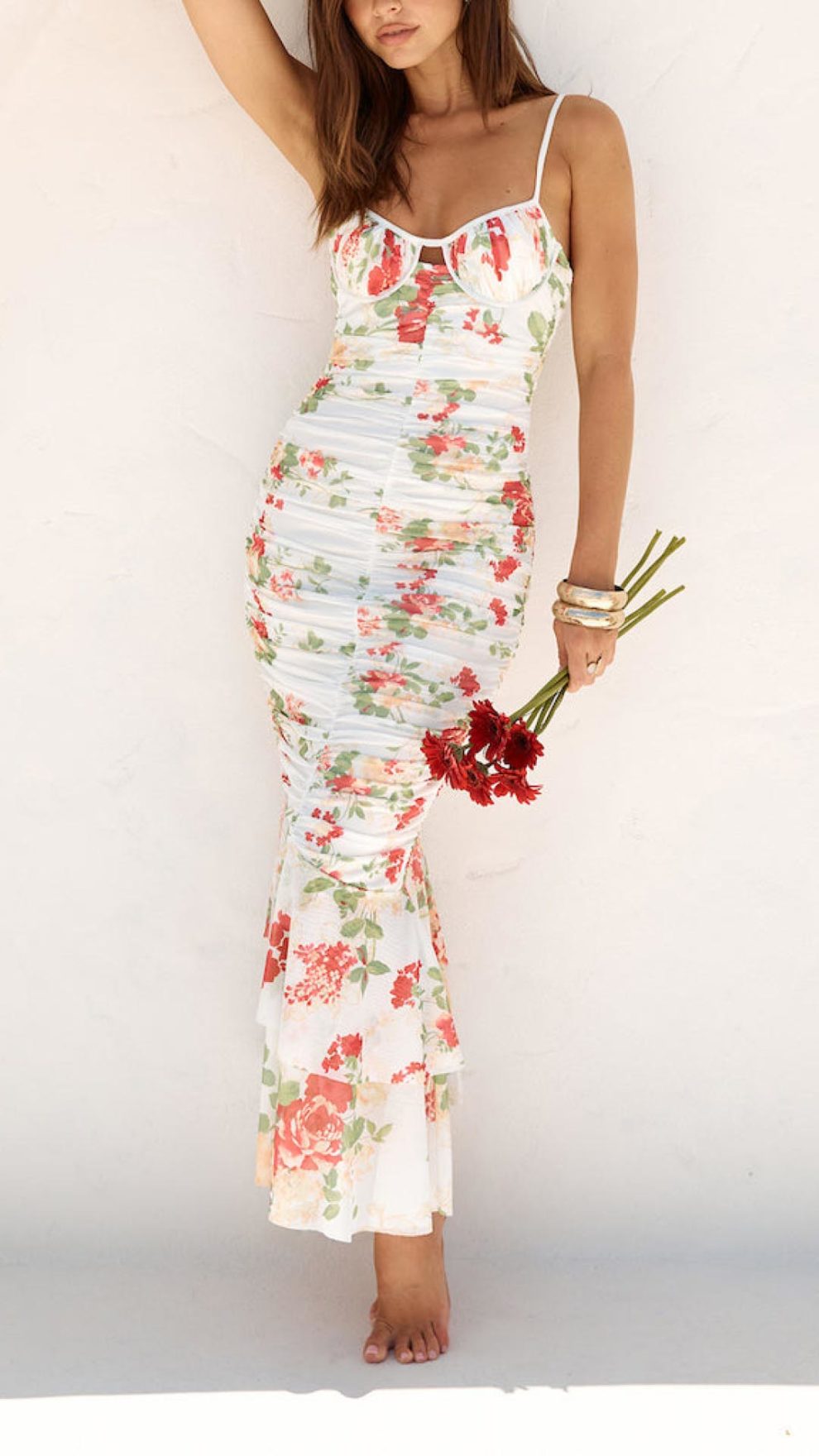Toperth Floral Mesh Bodycon Maxi Dress – Toperth