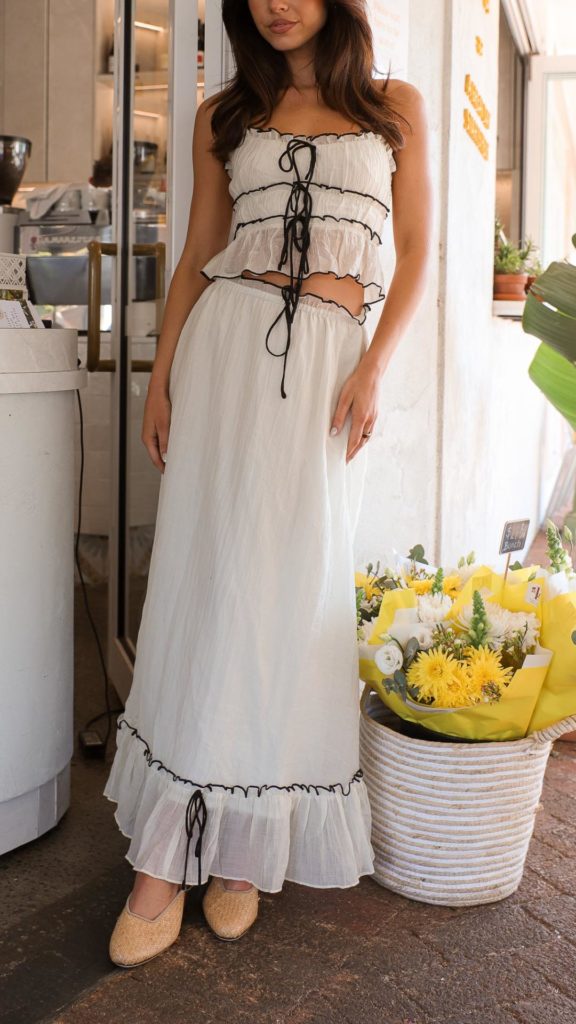 Toperth Cream Parisian Two - Piece Set Maxi Dress – Toperth