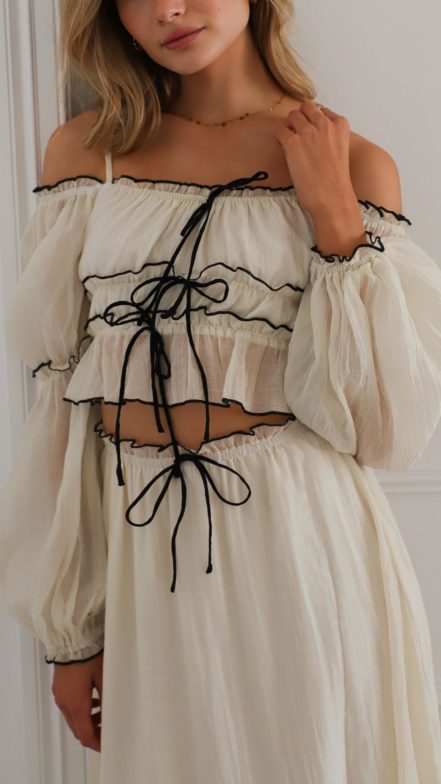 Toperth Cream Parisian Ruffled Two-Piece Set – Toperth