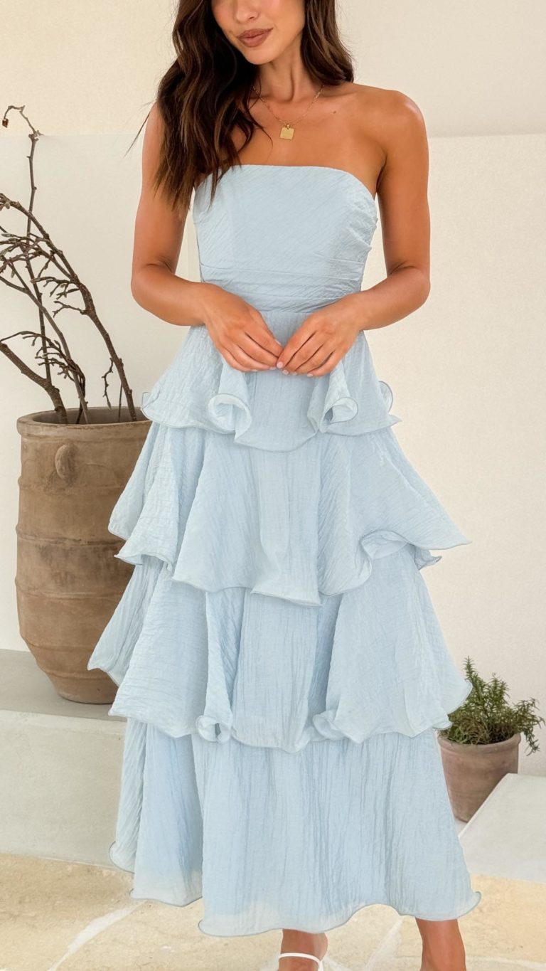 Toperth Blue Tiered Ruffle Maxi Dress – Toperth