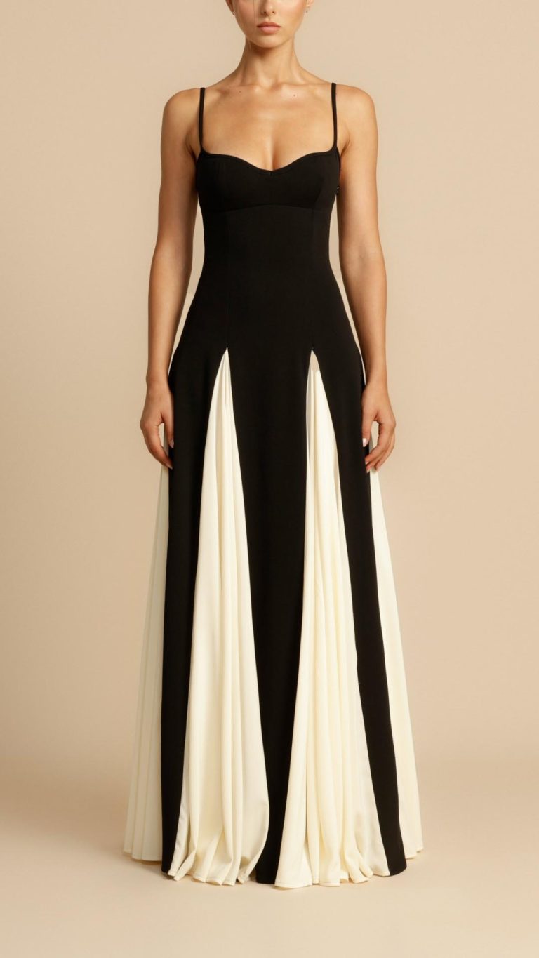 Toperth Black And White Panel Maxi Dress – Toperth