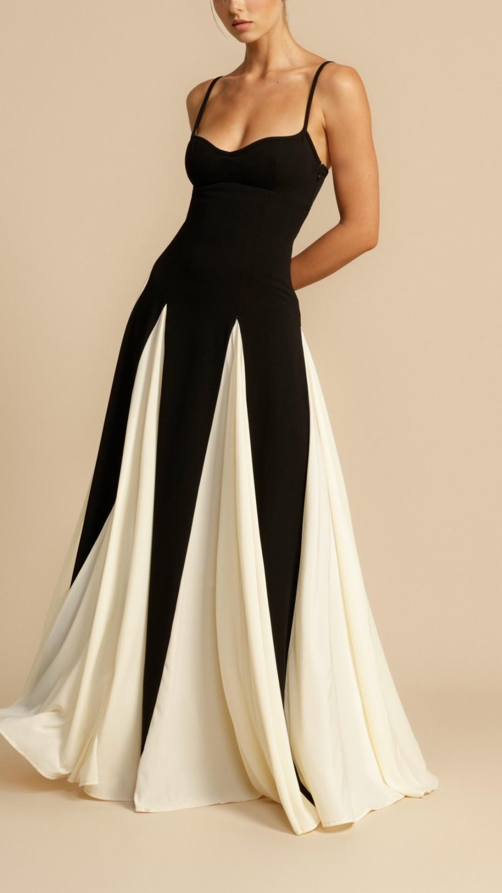 Toperth Black And White Panel Maxi Dress – Toperth