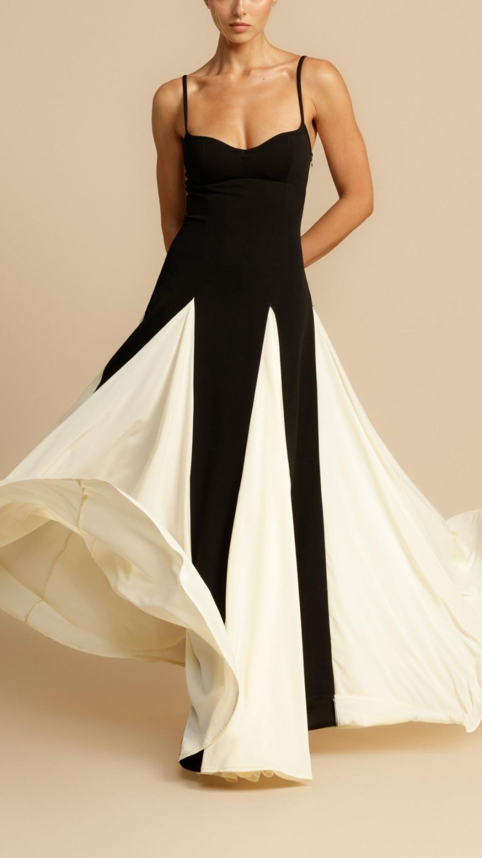 Toperth Black And White Panel Maxi Dress – Toperth