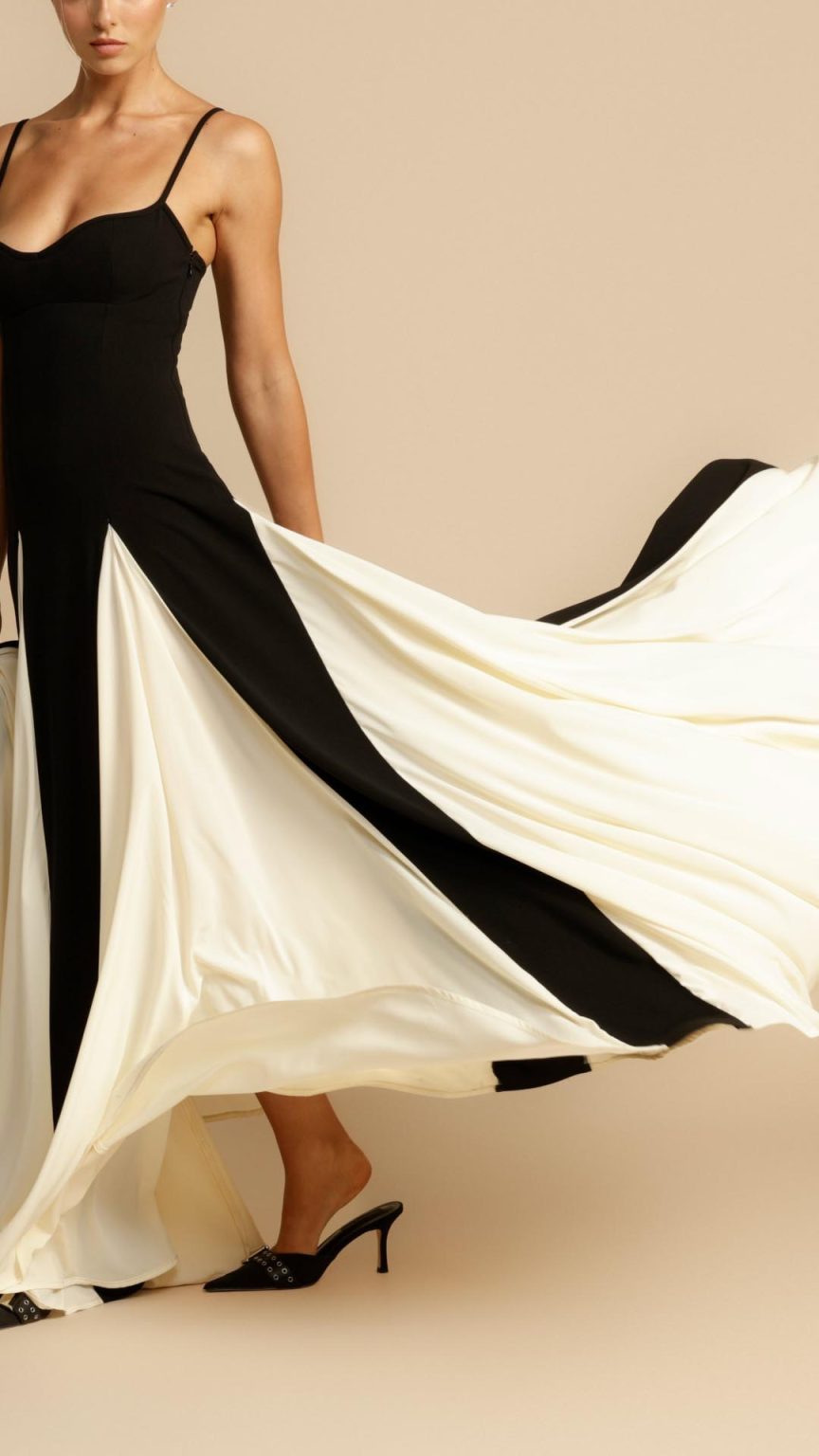 Toperth Black And White Panel Maxi Dress – Toperth