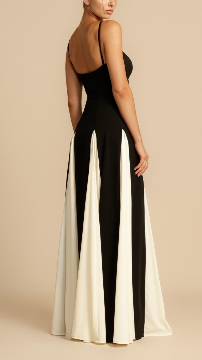 Toperth Black And White Panel Maxi Dress – Toperth