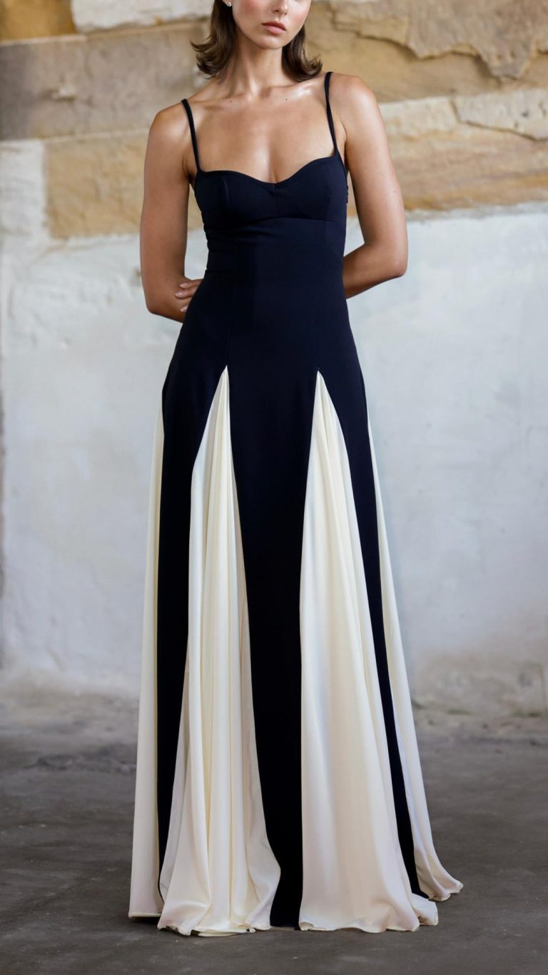 Toperth Black And White Panel Maxi Dress – Toperth