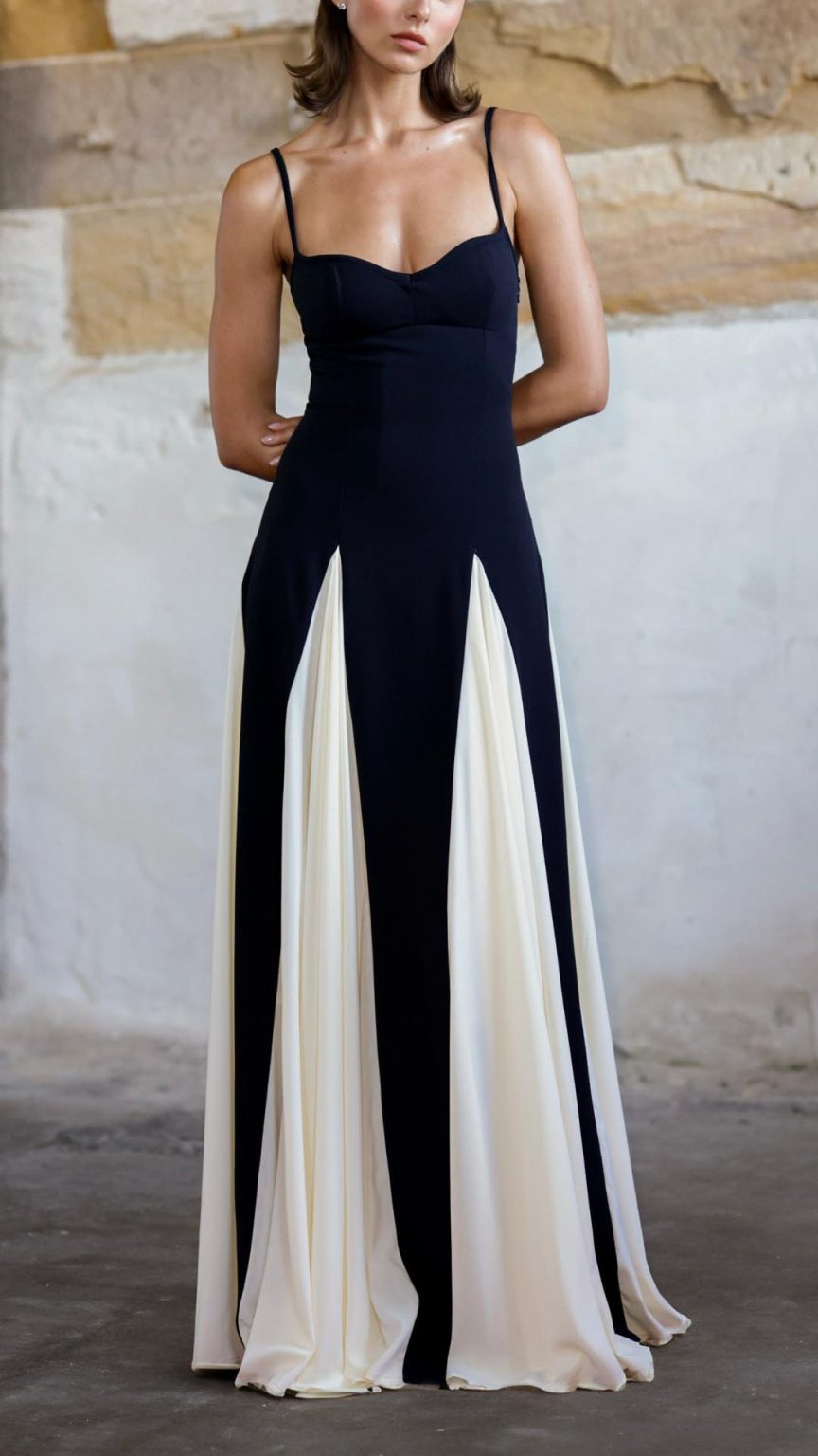 Toperth Black And White Panel Maxi Dress – Toperth